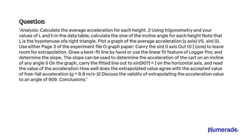 Solved Analysis Calculate The Average Acceleration For Each Height