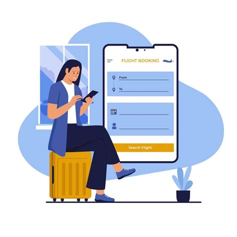 Flight Tickets Online Booking Illustration Concept Illustration For
