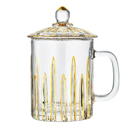 Arabic Style Glass Tea Cup Luxury Gold Line Design Crystal Glass Turkey Tea Cup With Glass Lid