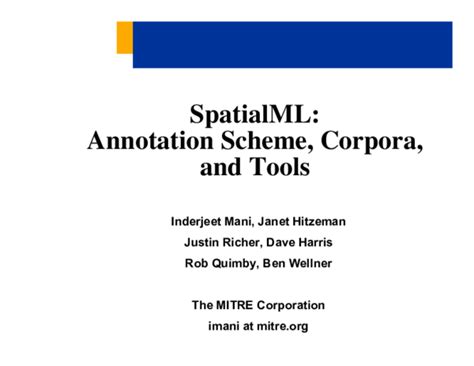 Pdf Spatialml Annotation Scheme Corpora And Tools