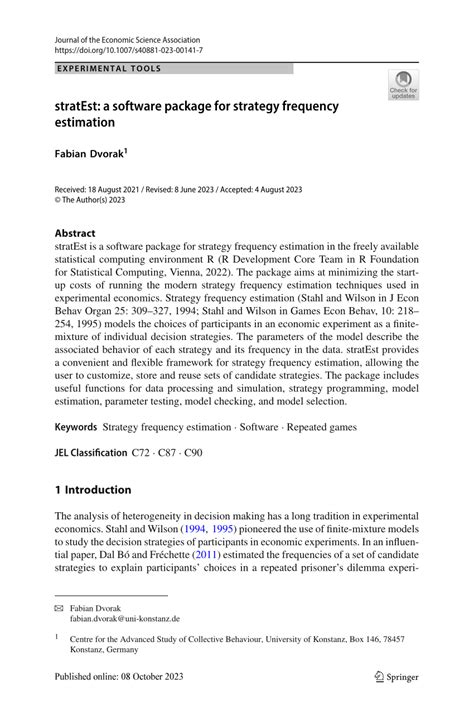 Pdf Stratest A Software Package For Strategy Frequency Estimation