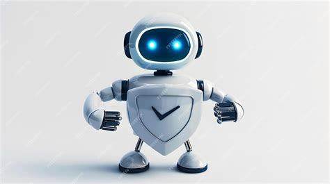 Security Bot Icon On White Robot Password And Shield Isolated On White