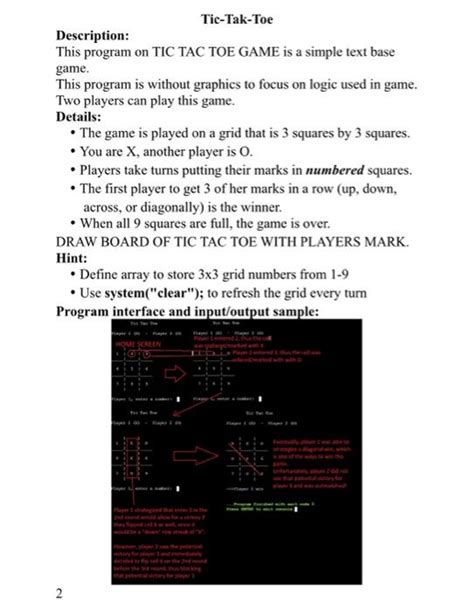Solved Tic Tak Toe Description This Program On Tic Tac Toe