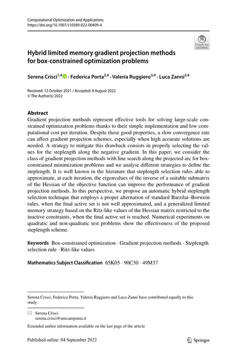 Pdf Hybrid Limited Memory Gradient Projection Methods For Box