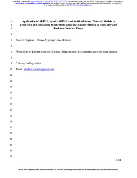 Pdf Application Of Arima Hybrid Arima And Artificial Neural Network