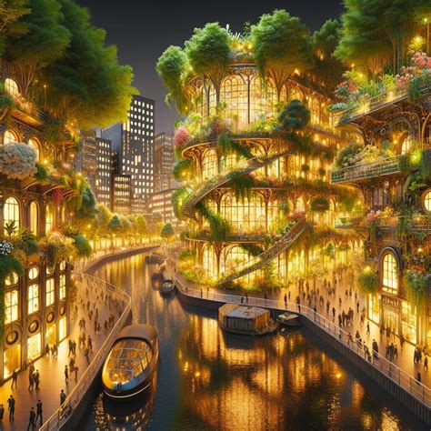 Solarpunk City At Night Solarpunk City At Night