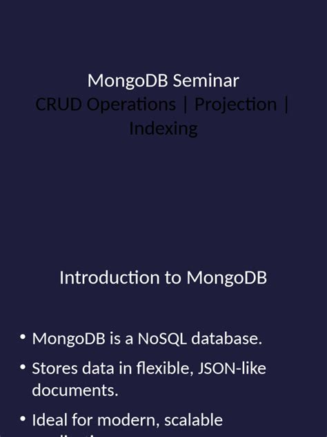 Mongodb Seminar Presentation Pdf Database Index Information Technology