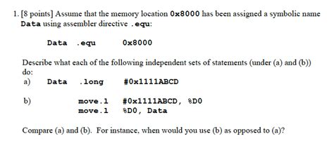 Solved Assume That The Memory Location 0x8000 Has Been