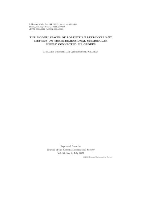 Pdf The Moduli Spaces Of Lorentzian Left Invariant Metrics On Three Dimensional Unimodular
