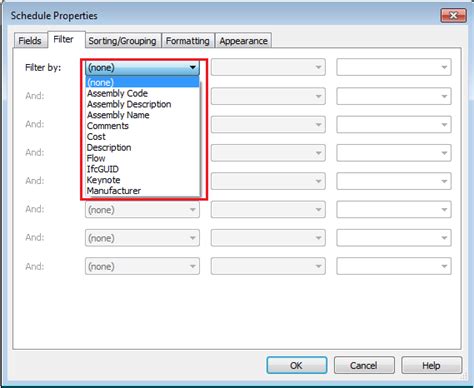 revitapi how to get the available parameters used in schedulefilter