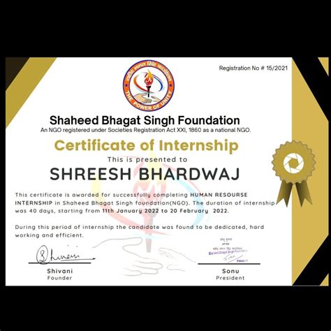 Shreesh Bhardwaj On Linkedin Foundation Hrintern Like Internship