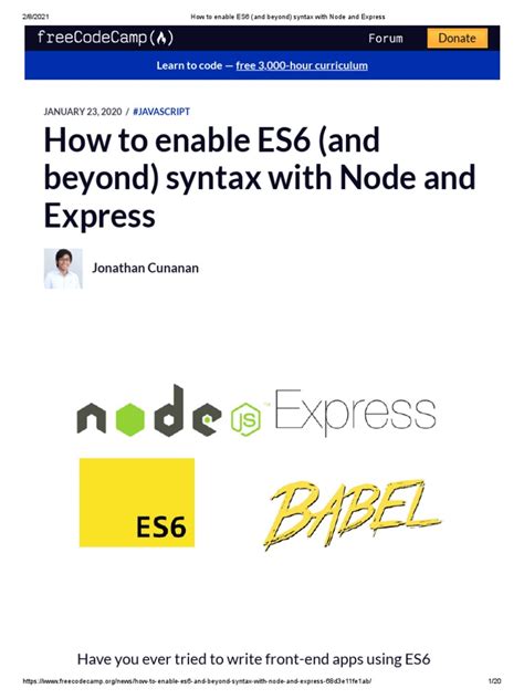 How To Enable Es6 And Beyond Syntax With Node And Express Pdf