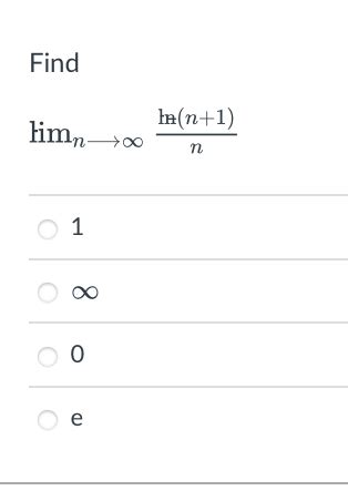 Solved Find Limn O O E In N N Chegg Com