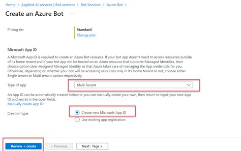 Create Azure Bot Service Documentation