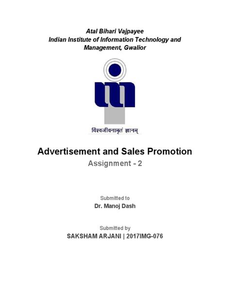 Advertisement And Sales Promotion Assignment 2 Pdf Brand