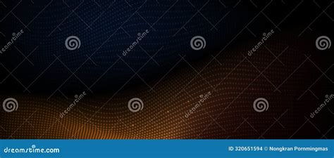 Illustration Vector Abstract Wave Flow Line Motion Pattern And Particle Dot On Gold Color