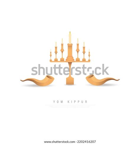 Yom Kippur Jewish Holiday Candles Shofar Stock Vector Royalty Free 2202416207 Shutterstock