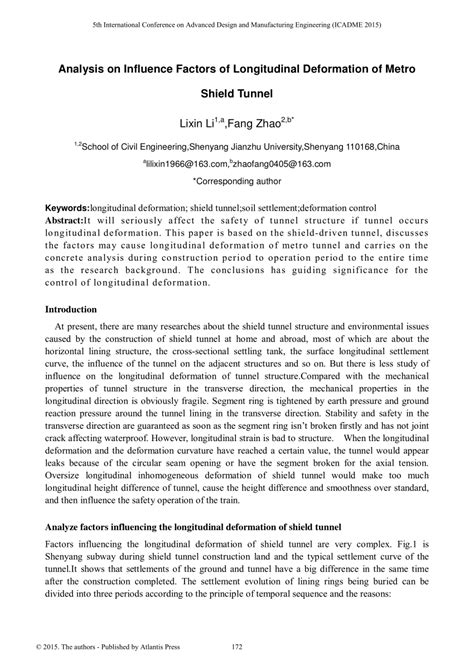 Pdf Analysis On Influence Factors Of Longitudinal Deformation Of