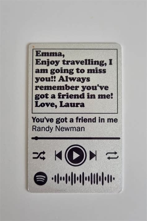 Spotify Code Wallet Card Sister Birthday Card Taylor Swift Song Lyrics Cue Cards