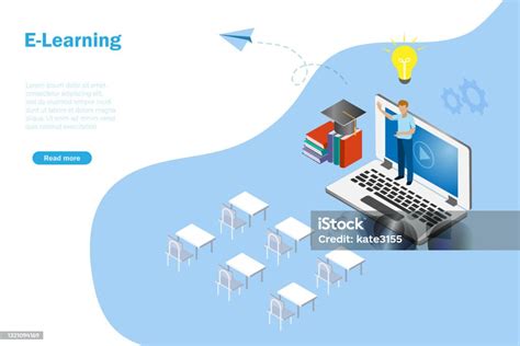 남자 온라인 가상 비디오 과외 컴퓨터 온라인 교육을 위한 아이디어 새로운 기술 웨비나 및 인터넷 교실을 위한 E 학습 노트북에 대한 스톡 벡터 아트 및 기타 이미지 Istock