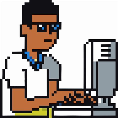 Pixel Art Programmer Typing On A Retro Computer 55912629 Vector Art At