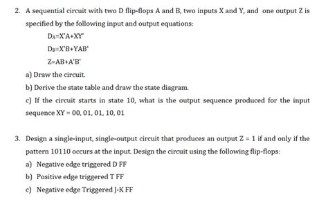 Solved A Sequential Circuit With Two D ﻿flip Flops A And B