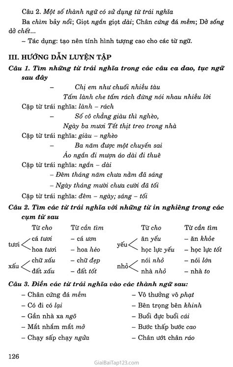 Soạn Văn 7 Từ Trái Nghĩa