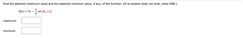 Solved Find The Absolute Maximum Value And The Absolute