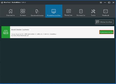 So Stellen Sie Das System Mit Einer Sicherung In Minitool Shadowmaker