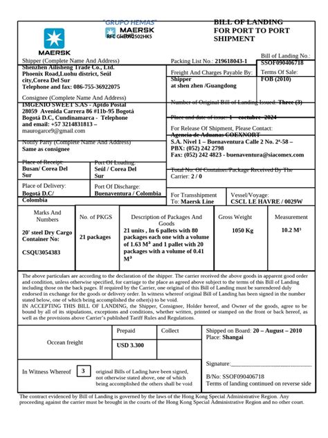 Bill Of Lading ExportaciÓn Pdf