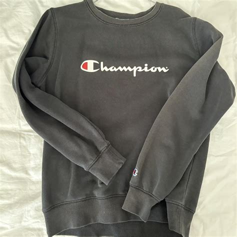 Black Champion Jumper Womens Xs Depop