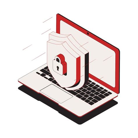 Premium Vector Isometric Cyber Security Icon With Laptop Lock And