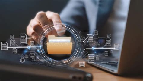 Record Keeping And Data Management Featuring Symbols Like A File Folder Documents And A