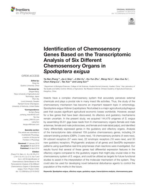 Pdf Identification Of Chemosensory Genes Based On The Transcriptomic