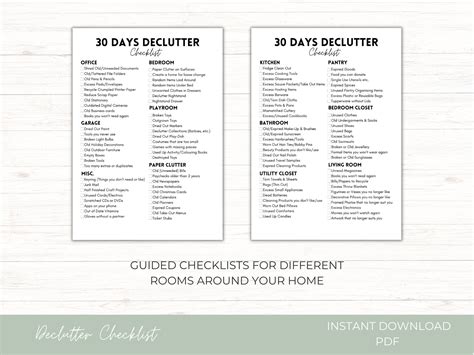 Declutter Checklist Cleaning Checklist Declutter Planner Declutter Challenge Declutter