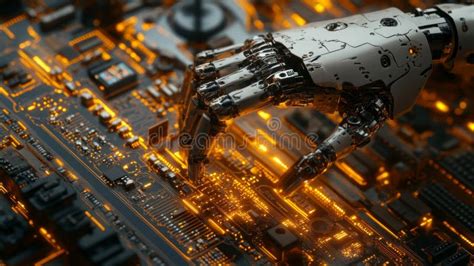 Robotic Hand Interacting With Circuit Board Technology Stock Illustration Illustration Of Data