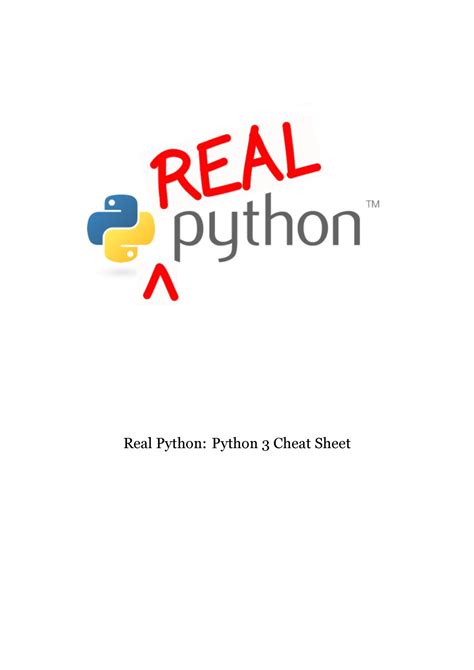 Real Python Python 3 Cheat Sheet Real Python Python 3 Cheat Sheet Contents 1 Introduction 2