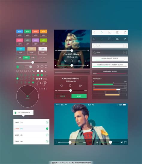 网页ui按钮勾选框视频播放器进度条素材图片 其他 网页界面 图行天下素材网