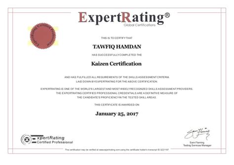 Kaizen Certification Ppt