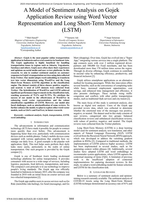 Pdf A Model Of Sentiment Analysis On Gojek Application Review Using Word Vector Representation