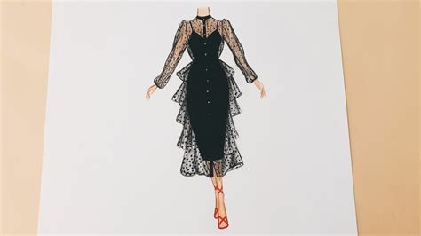 تعلم رسم فستان قصير بالخطوات للمبتدئين How To Draw Dress Sketching