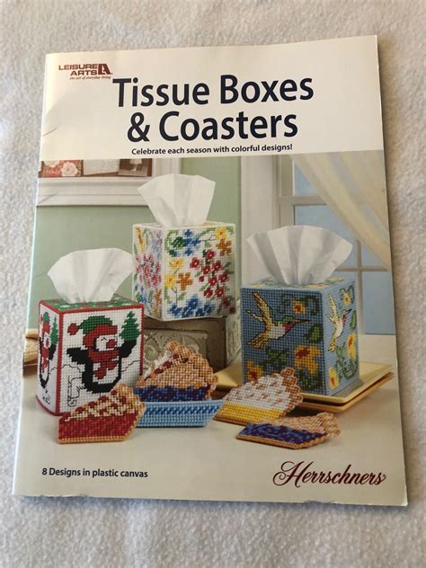 Plastic Canvas Stitching Patterns Tissue Covers And Coaster Pattern Book Etsy