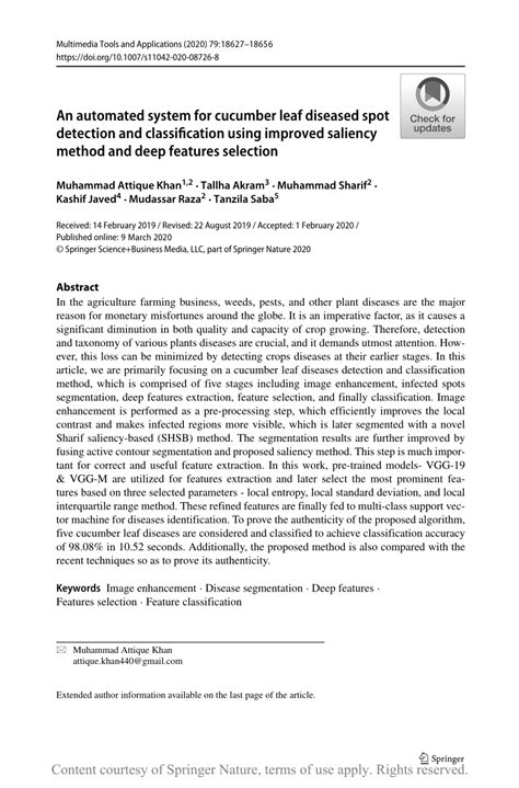 An Automated System For Cucumber Leaf Diseased Spot Detection And Classification Using Improved