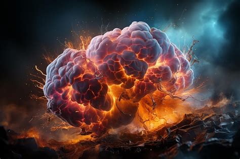 Premium Ai Image Conceptartofahumanbrainexplodingwithknowledgean