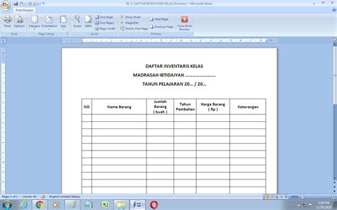 Format Inventaris Sekolah Contoh Format Daftar Inventaris Barang