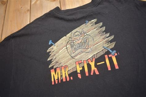 Vintage 1997 Taz Mr Fix It Looney Tunes T Shirt 90 Gem