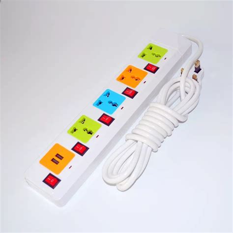 Multi Socket Extension Board 4 Universal Socket With 2 Usb Port With 4