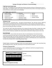Lab 12 Geochronology 1 Docx Name Geologic Principles And Relative Numerical Dating PURPOSE