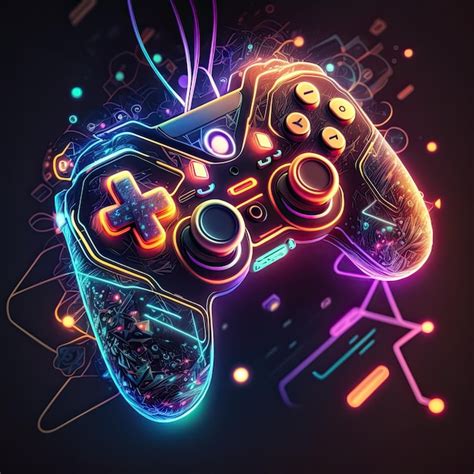 Premium Photo Abstract Neon Light Game Controller Artwork Design Digital Art Wallpaper Glowing