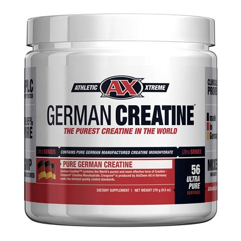 German Creatine Pure Creapure The Purest Creatine Monohydrate Available 270g 54 Servings